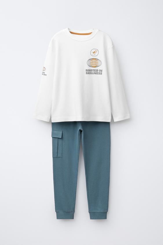 6-14 ANOS/ PIJAMA ÁRVORE BONSAI - Azul | ZARA Portugal