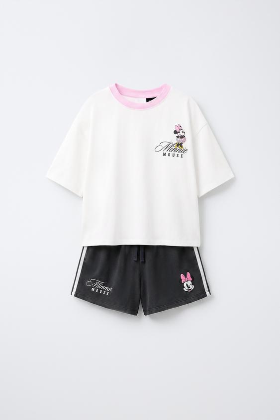 MINNIE MOUSE © DISNEY T-SHIRT AND BERMUDA SET - Black | ZARA Canada