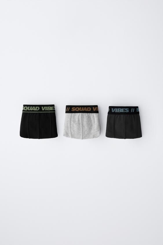 6-14 YEARS/ THREE-PACK OF TEXT BOXERS - Black | ZARA New Zealand