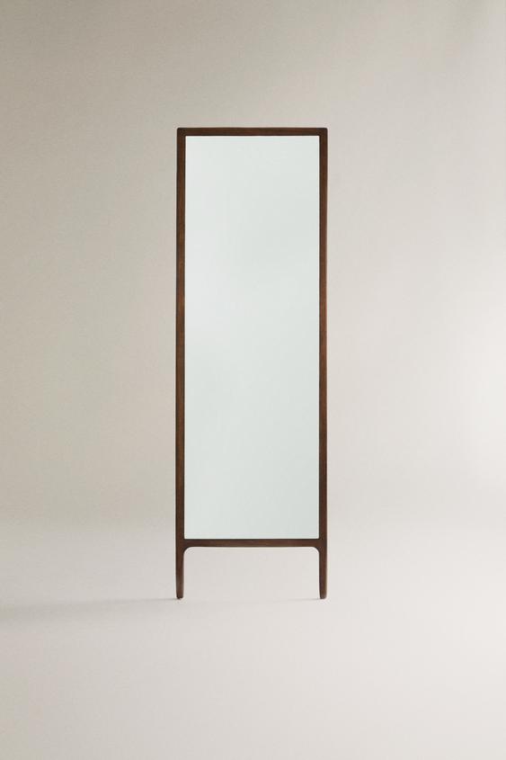 LARGE WOODEN STEM MIRROR - Brown | ZARA United States
