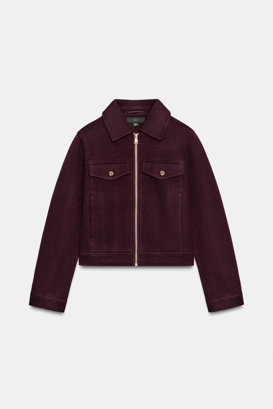 SOFT JACKET WITH ZIP - Burgundy | ZARA Australia