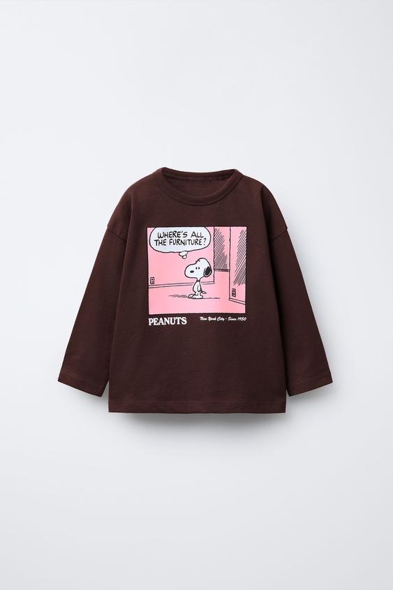 SNOOPY PEANUTS™ PRINT T-SHIRT - Burgundy | ZARA South Africa