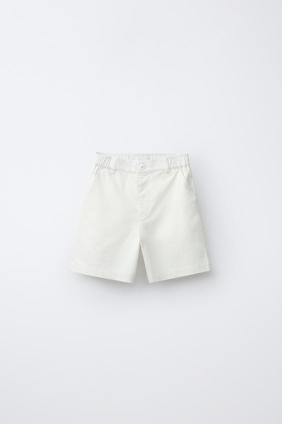 BERMUDA CON ALGODÓN Y LINO - Crudo | ZARA Mexico