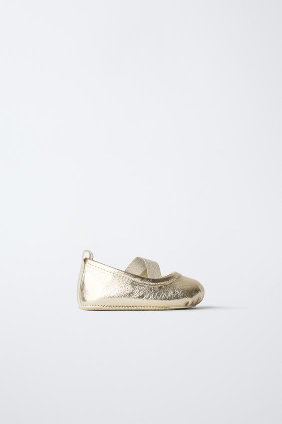 BALERINI DIN PIELE - Aur | ZARA România