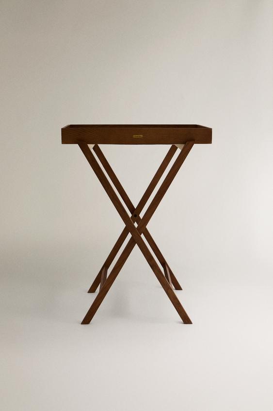 OAK WOOD TRAY WITH FOLDABLE LEGS - Oyster-white | ZARA United Kingdom
