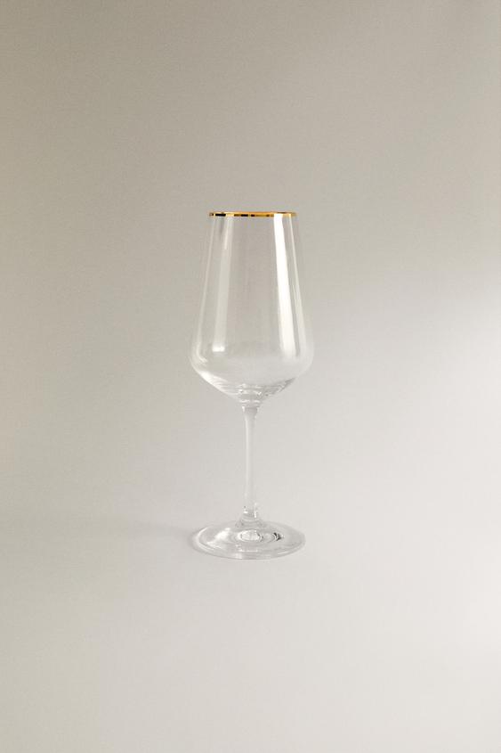 GOLD RIM BOHEMIA CRYSTAL WINE GLASS - Gold | ZARA Canada