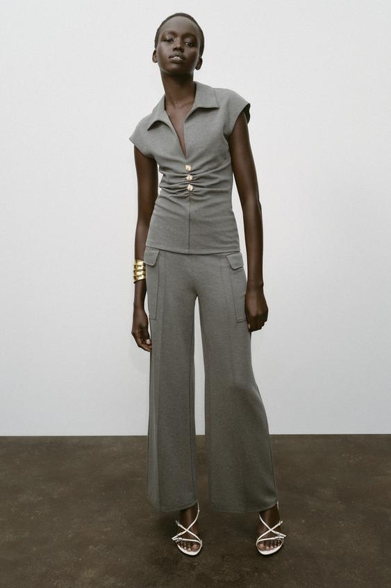 ТОП ПИКЕ С КОПЧЕТА - Антрацитено сиво | ZARA България / Bulgaria