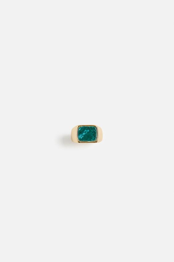 Stone Signet Ring Gold Zara United States