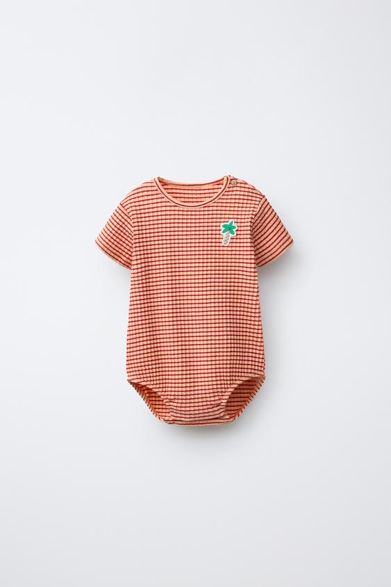 STRIPED PALM PATCH BODYSUIT MODAL BLEND - Orange | ZARA Spain