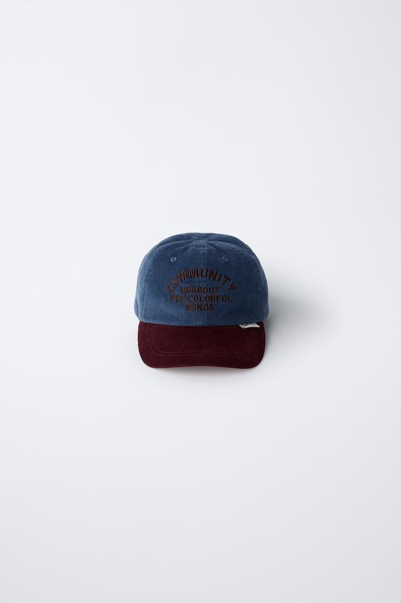 CONTRAST CORDUROY CAP - Blue | ZARA United States