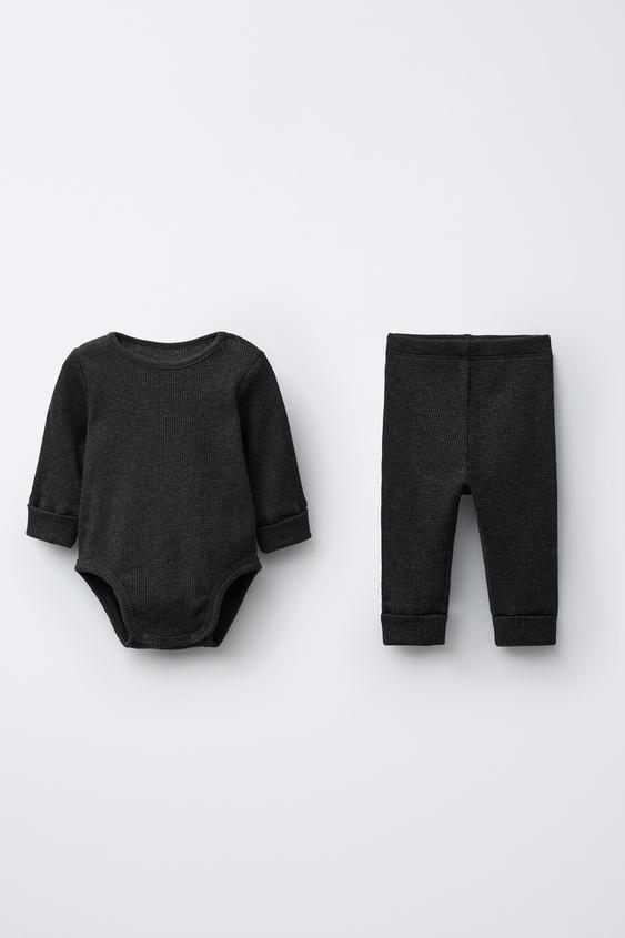 ENSEMBLE BODY ET LEGGING GAUFRÉ - Gris anthracite | ZARA Canada