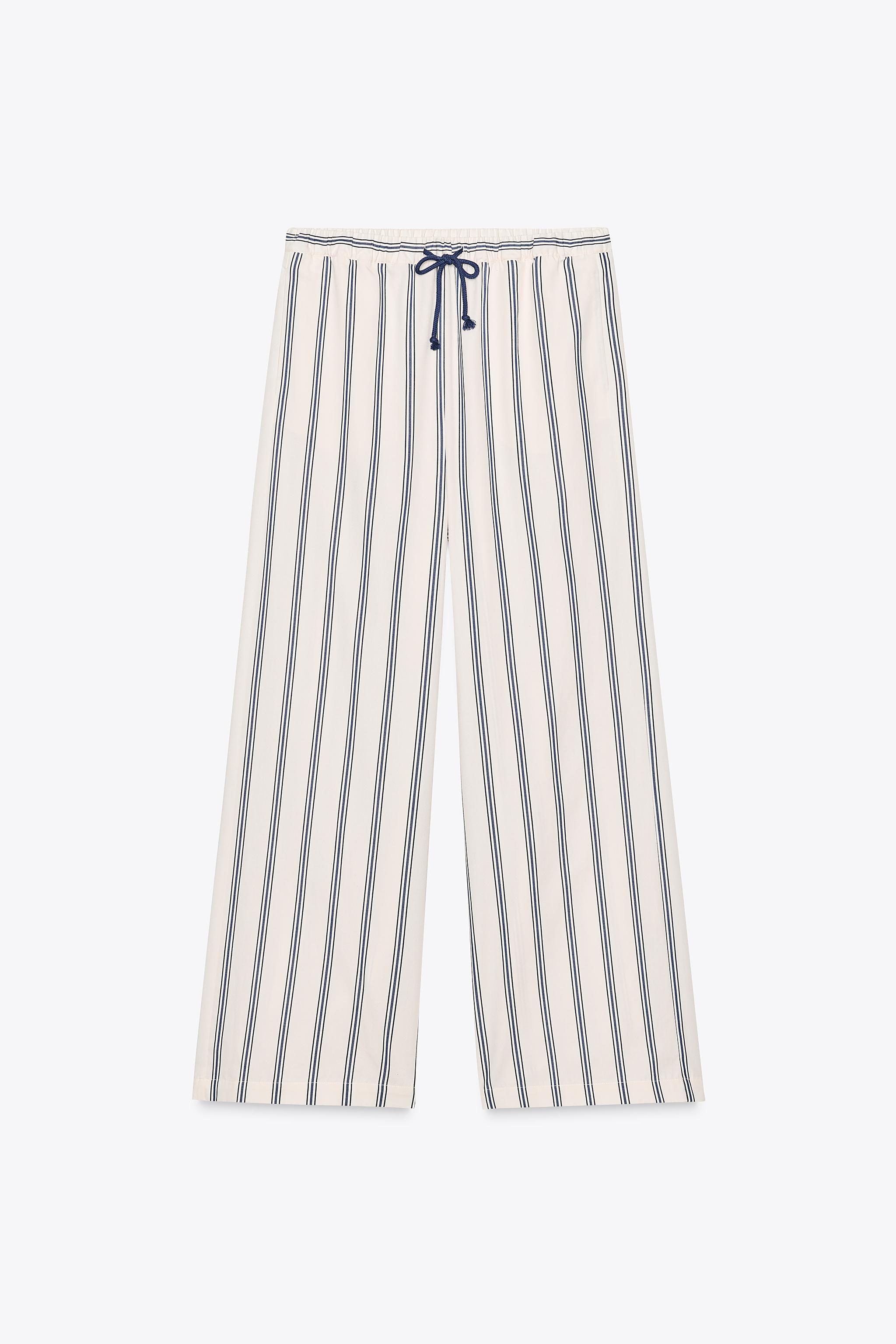 ZW COLLECTION STRIPED PLEATED PANTS - Ecru | ZARA United States ZW COLLECTION STRIPED PLEATED PANTS - Ecru | ZARA United States