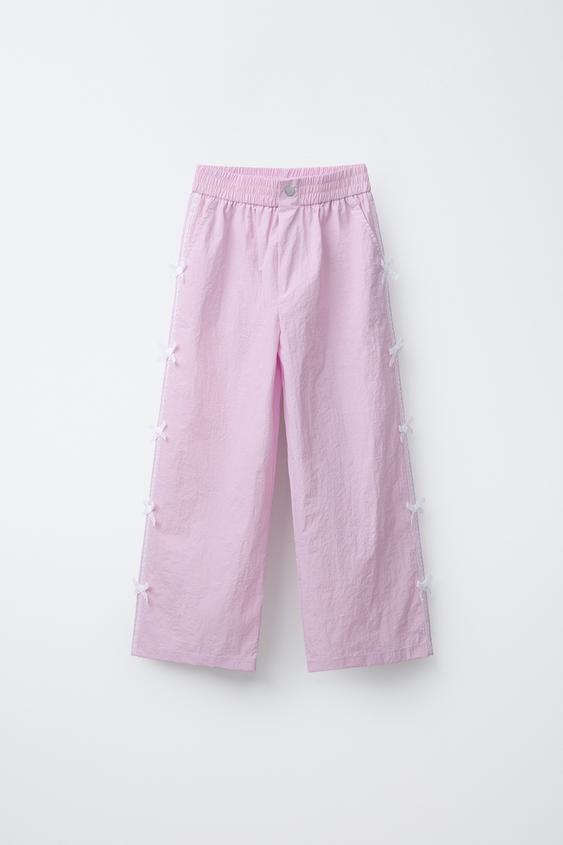 TECHNICAL LACE AND BOW PANTS - Pink | ZARA United States