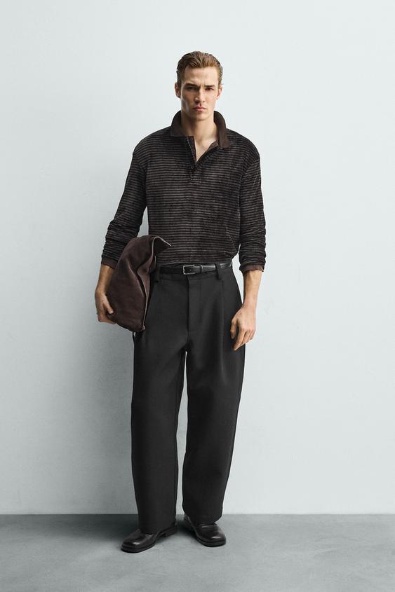 WASHED TEXTURED POLO SHIRT - Dark grey | ZARA United Kingdom
