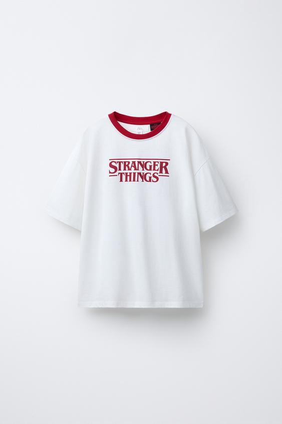 STRANGER THINGS © NETFLIX CONTRAST COLLAR T-SHIRT - White | ZARA Canada