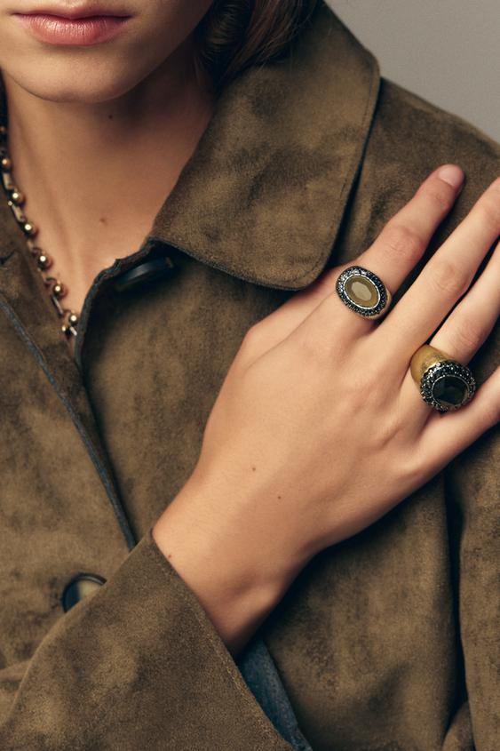 2-PACK OF JEWEL AND GLITTER RINGS - Gold / Silver | ZARA Singapore