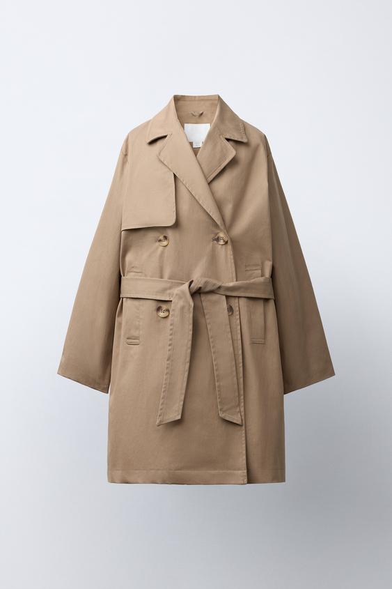 LONG TRENCH COAT WITH BELT - Beige | ZARA Turkey