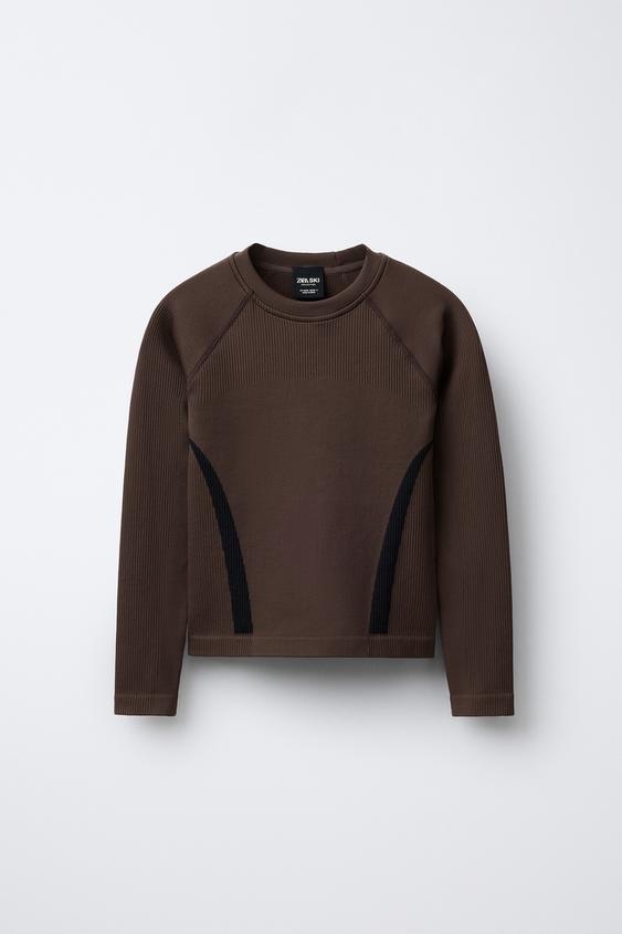 ΜΠΛΟΥΖΑ SEAMLESS ΣΕ ΑΝΤΙΘΕΣΗ SKI COLLECTION - Καφέ | ZARA Greece / Ελλαδα
