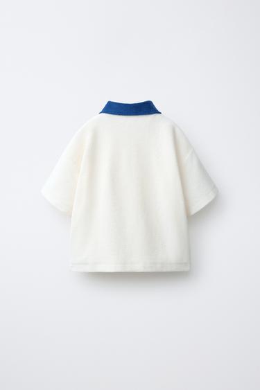T-SHIRT POLO EFFET ÉPONGE - Bleu | ZARA France