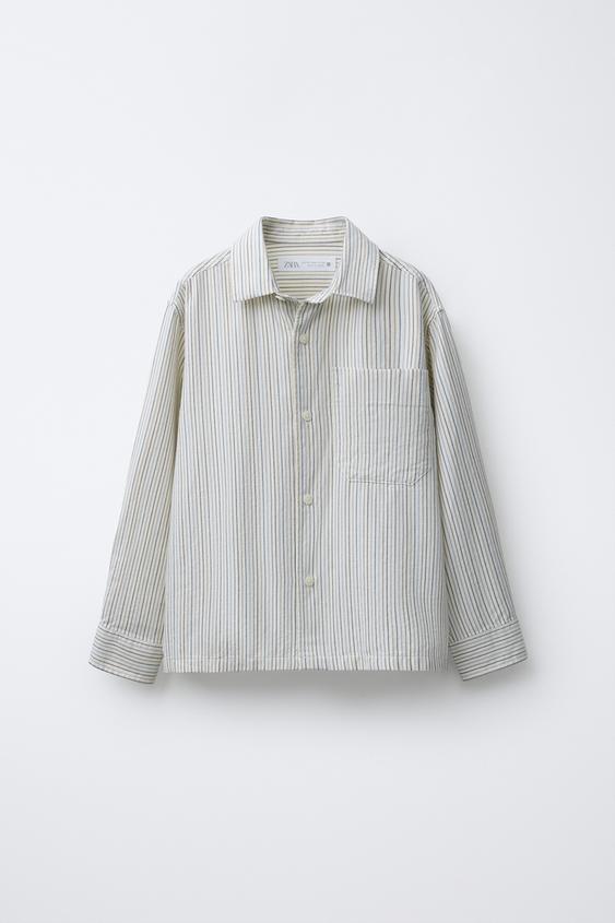 STRIPED FLANNEL SHIRT - Ecru | ZARA United States