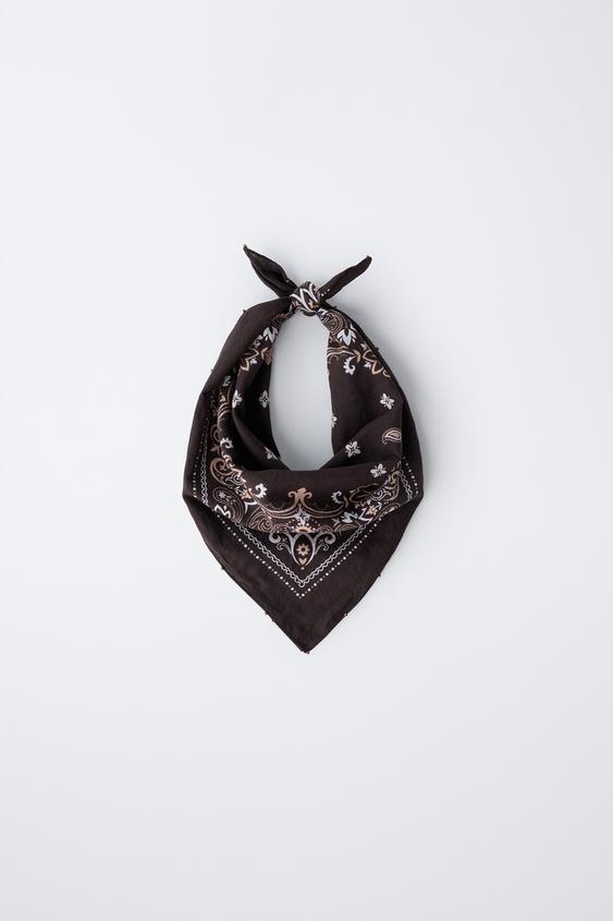 SQUARE PRINTED BANDANA - Brown | ZARA United States