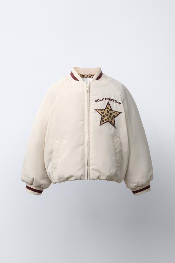 BOMBER JACKET WITH ANIMAL PRINT PATCHES - Ecru | ZARA South Africa