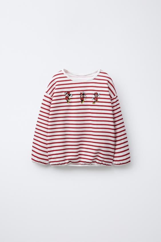 MINNIE MOUSE © DISNEY STRIPED T-SHIRT - Red | ZARA United Kingdom