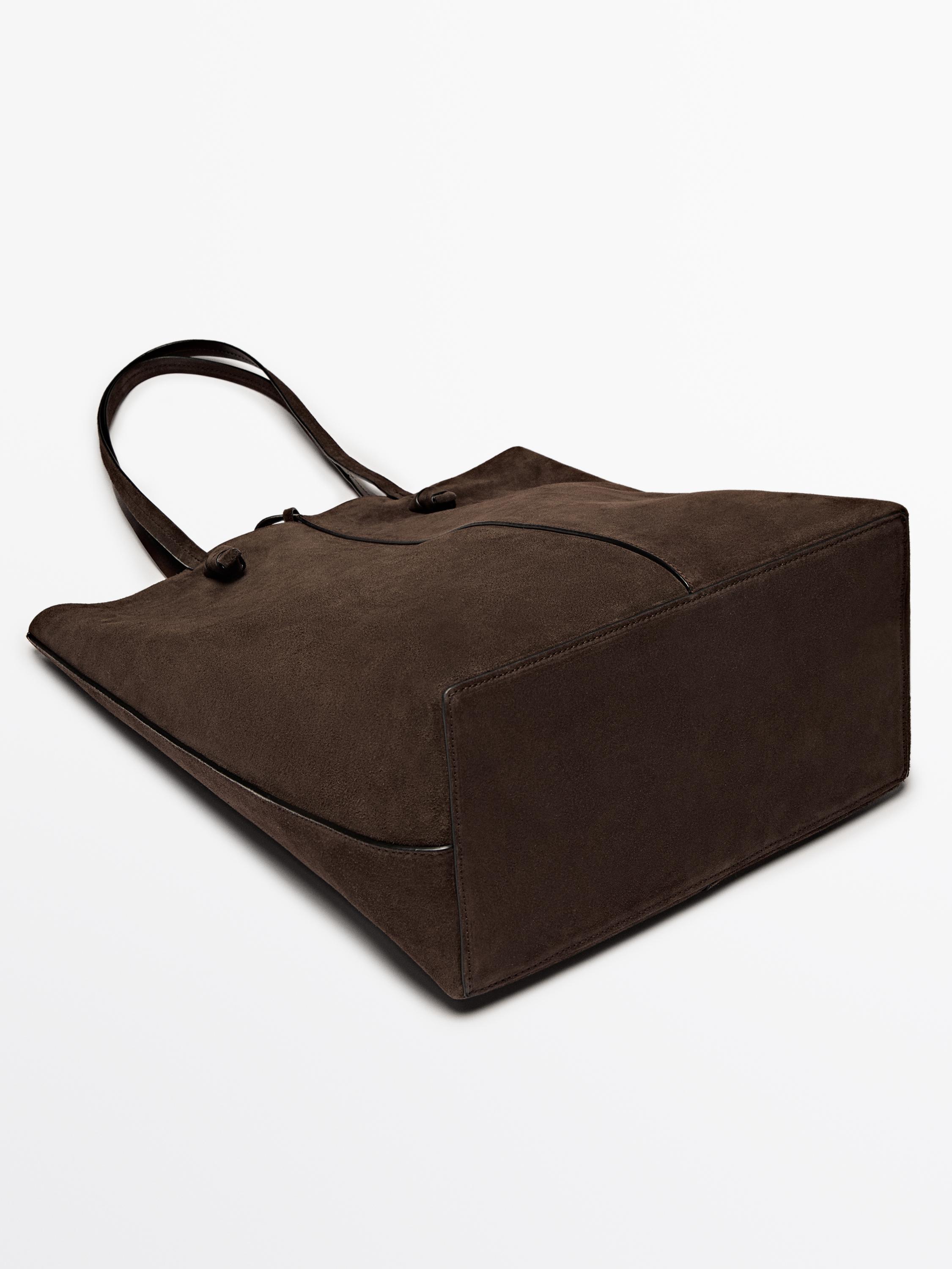 Split leather bucket bag with knot - Brown | ZARA United States Split leather bucket bag with knot - Brown | ZARA United States