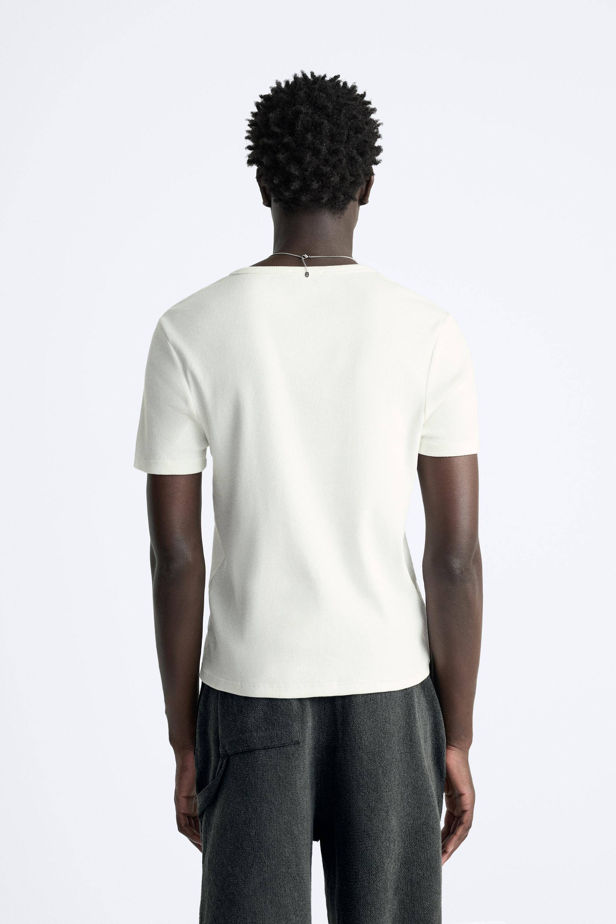 BASIC RIBBED T SHIRT White ZARA United States