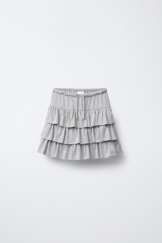 RUFFLED BERMUDA SKORT - Grey marl | ZARA Thailand