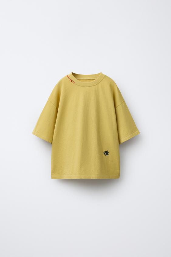 鳥刺繍Tシャツ - マスタード | ZARA Japan / 日本