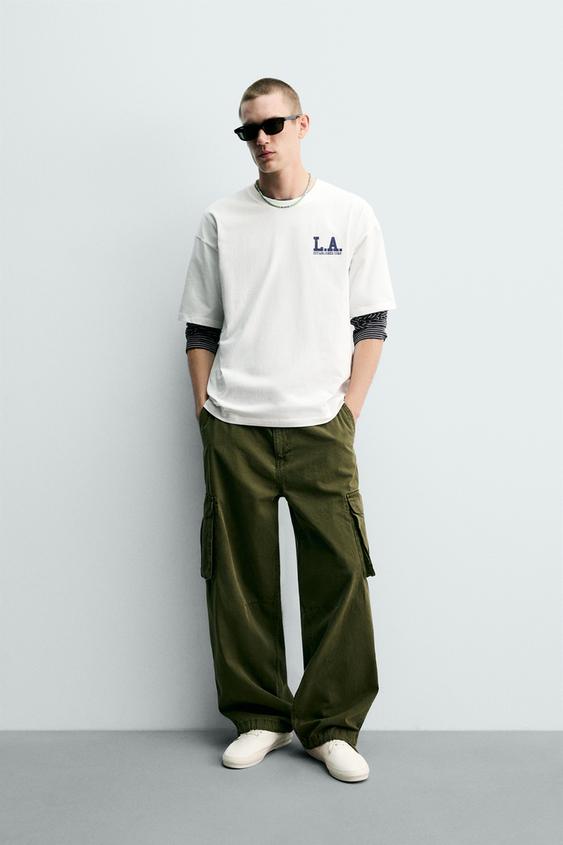 RELAXED FIT WASHED PRINT T-SHIRT - White | ZARA United Kingdom