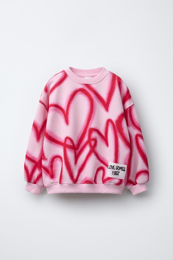 GRAFFITI HEART SWEATSHIRT - Pink | ZARA New Zealand