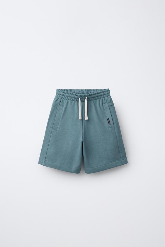 BERMUDA EN MOLLETON ÉTIQUETTE - Bleu canard | ZARA France