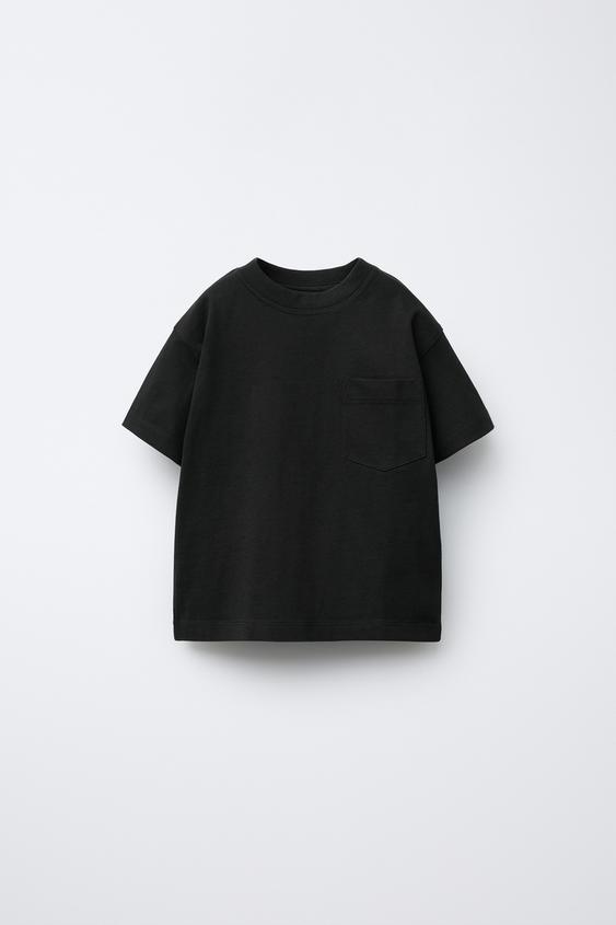 T-SHIRT UNI À POCHE - Noir | ZARA France