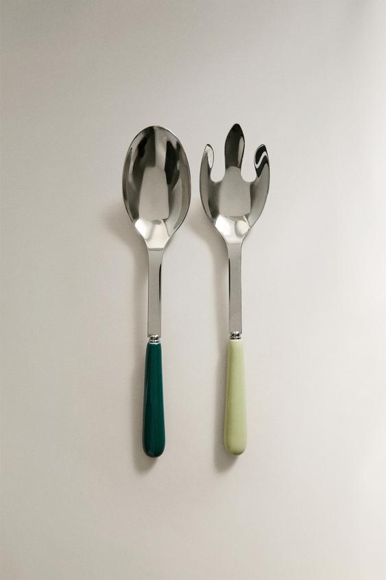 CERAMIC HANDLE SALAD CUTLERY SET (SET OF 2) - GREEN | ZARA United States