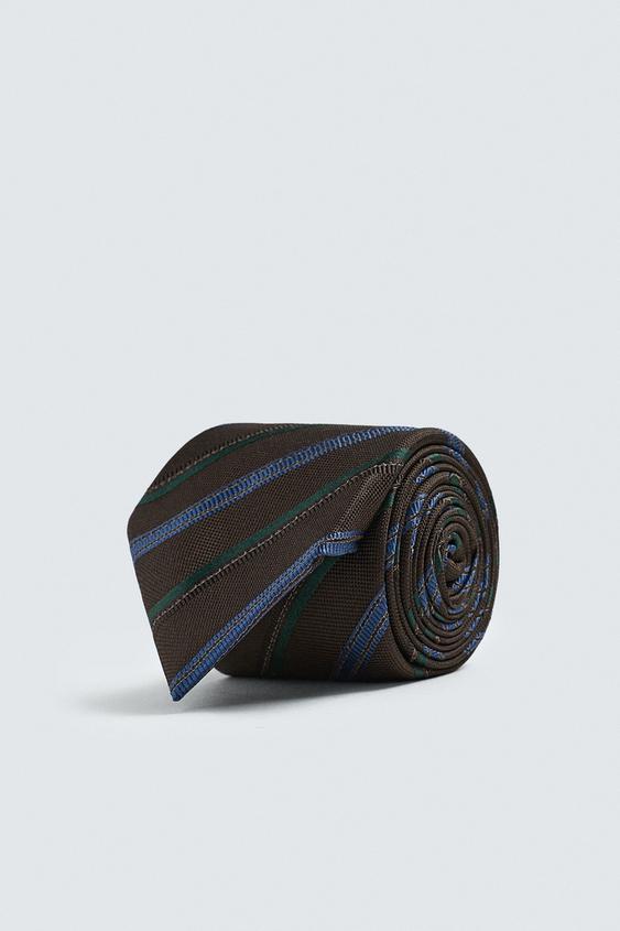 100% SILK STRIPED TIE LIMITED EDITION - Dark brown | ZARA Georgia