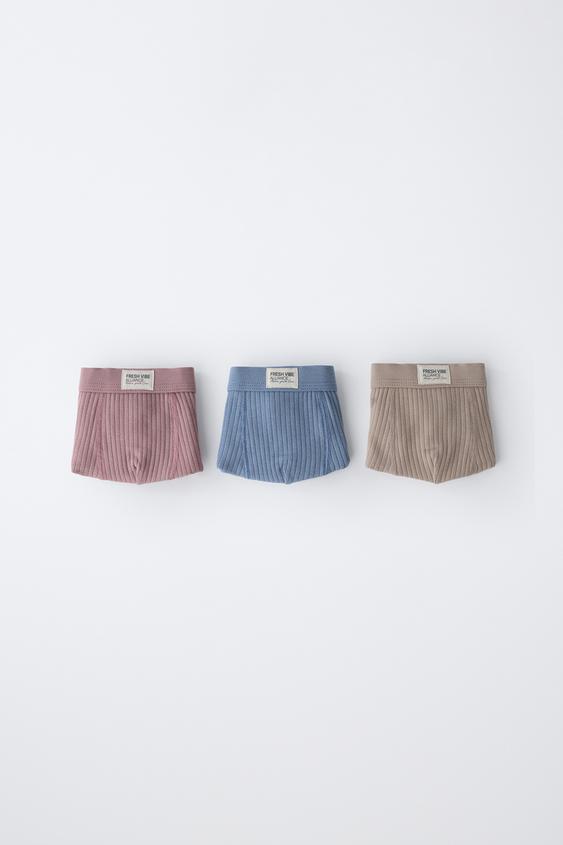 2-6 YEARS / 3-PACK OF RIBBED BOXERS WITH LABEL - Multicoloured | ZARA India