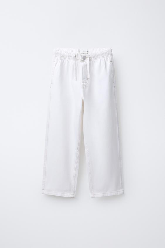 JEANS PERNA LARGA FLUIDOS - Cru | ZARA Portugal