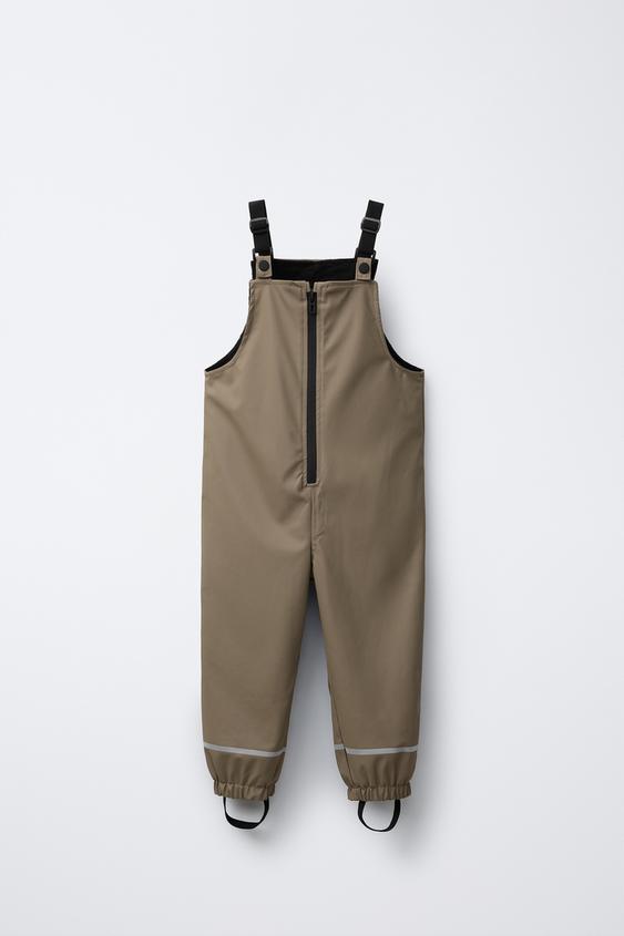 RUBBERIZED WATER-RESISTANT OVERALLS WITH FLEECE LINING - Brown / Taupe ...