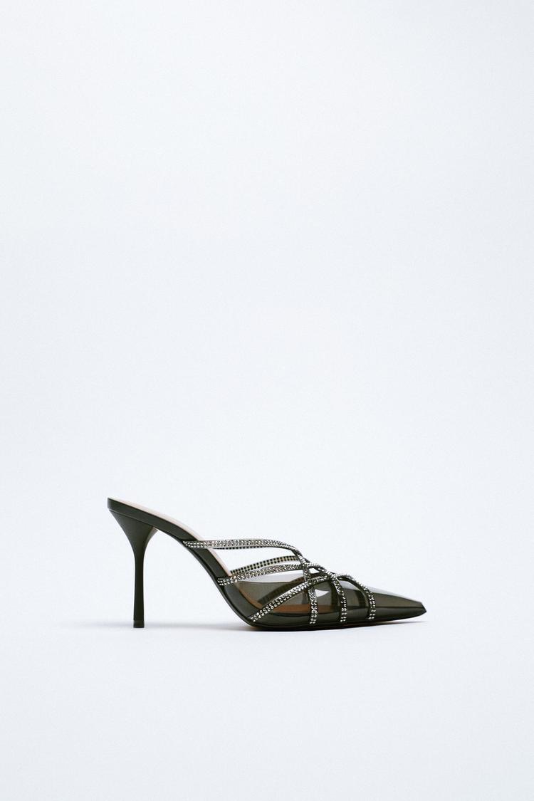 HIGH-HEEL SLINGBACK SHOES WITH SHINY DETAIL - Black | ZARA Turkey