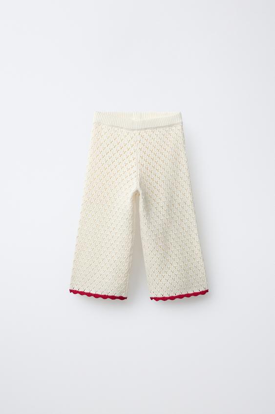 TRICOT CULOTTEBROEK MET GEHAARDE BLOEM - Ecru | ZARA België / Belgique