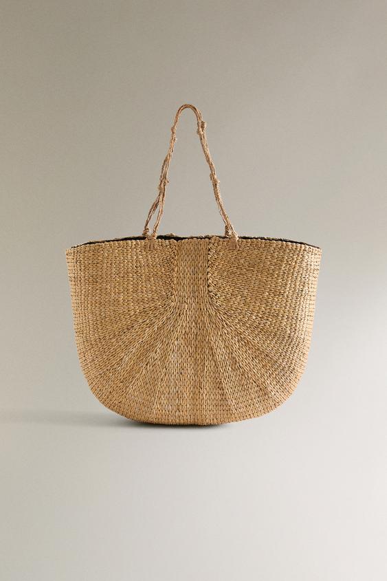 WOVEN TOTE BAG WITH KNOTS - Light beige | ZARA Turkey