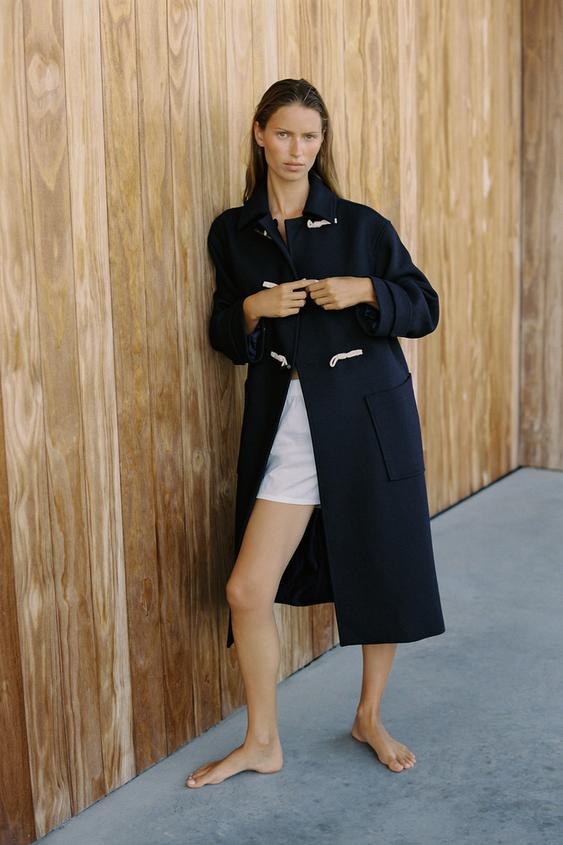 DOUBLE-BREASTED TOGGLE COAT - Navy blue | ZARA Australia