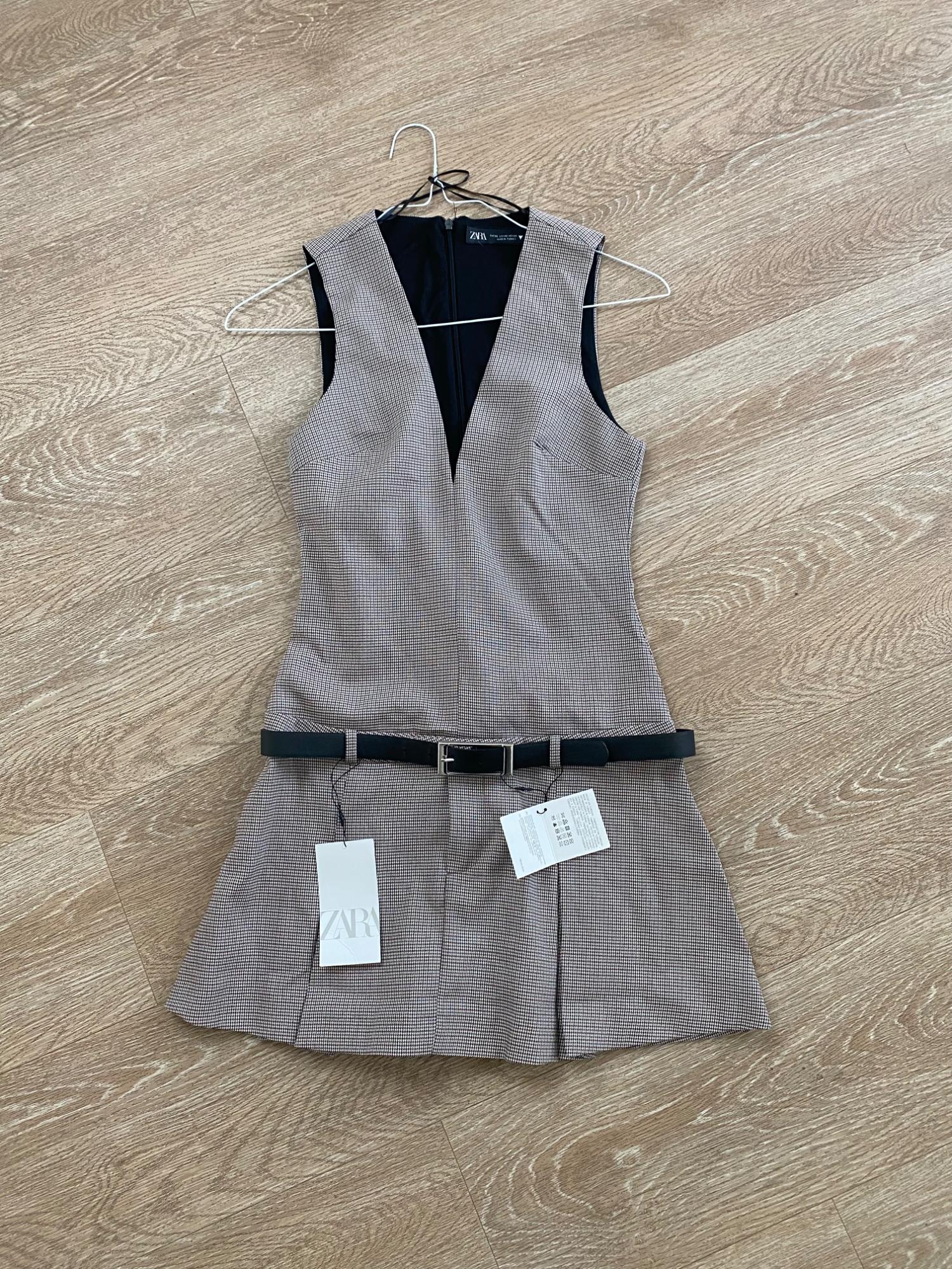 NWT ZARA BELTED BOX PLEAT DRESS | Zara Preowned