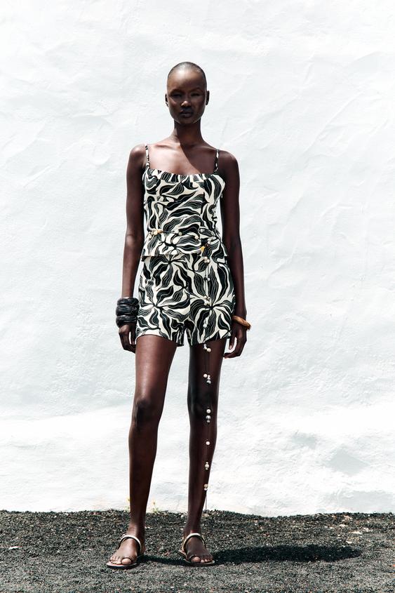 TOP IMPRIMÉ EN LIN - Noir / Écru | ZARA Canada