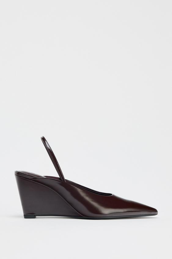 WEDGE HEEL SHOES - Burgundy Red | ZARA New Zealand