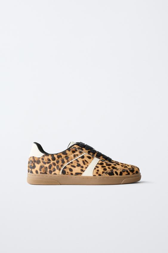 LEOPARD PRINT LEATHER SNEAKERS - Leopard | ZARA United Kingdom
