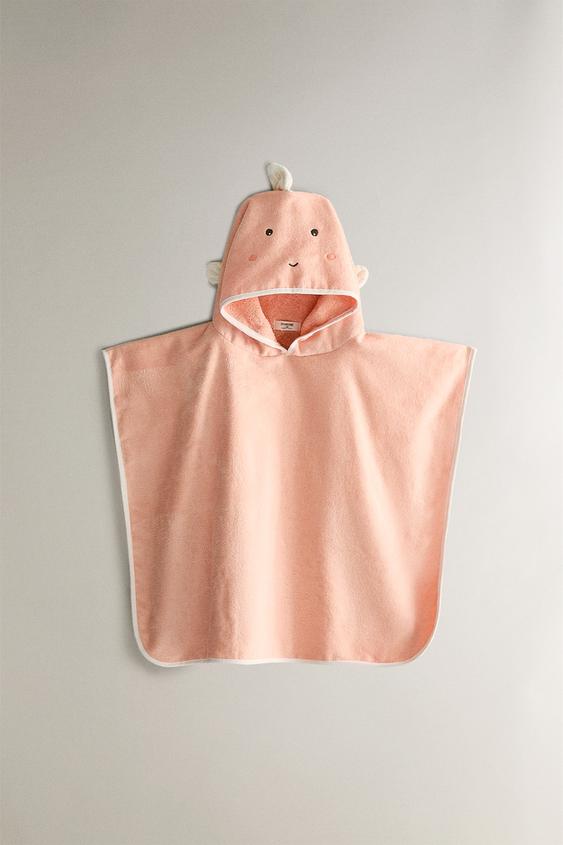 CHILDREN’S VELOUR FISH BEACH PONCHO - Coral | ZARA Canada