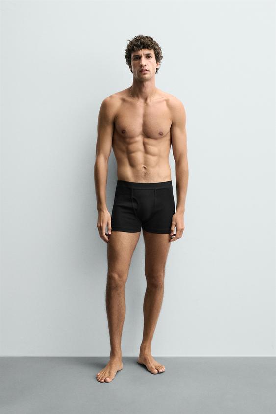 RIB BOXER THREE-PACK - Black | ZARA United States